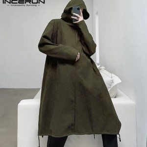 INCERUN | Jackets & Coats | Fashion Men Cloak Solid Color Turtleneck ...